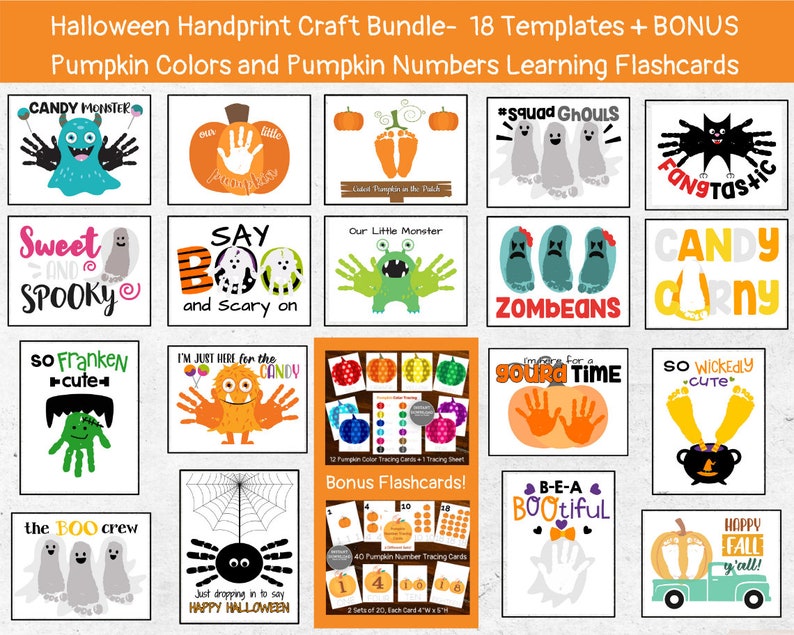 Halloween Handprint Craft Mega Bundle Ghost Handprints Boo - Etsy