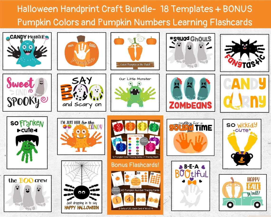 Halloween Handprint Craft Mega Bundle Ghost Handprints Boo - Etsy