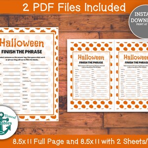 Halloween Finish the Phrase Game Night Fall Activities for Adults Kids ...