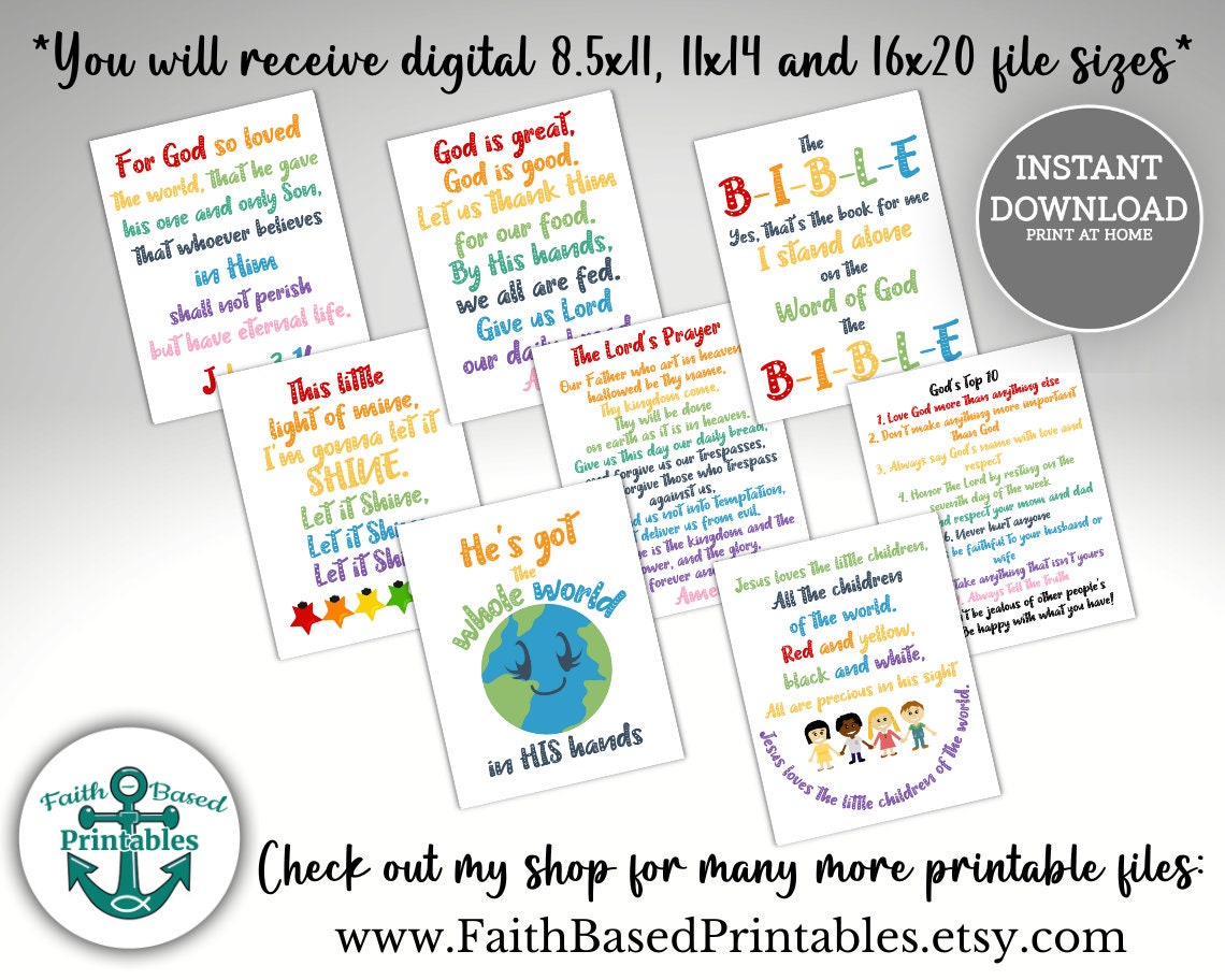 Christian Kids Bundle Bible Verses Songs Scripture God is - Etsy