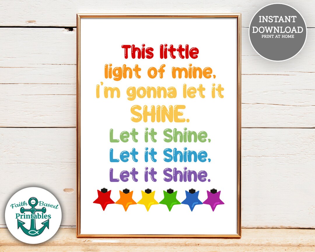 This Little Light of Mine Printable Christian Kids Signs Preschool ...