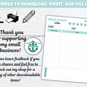 Bible Study Template Printable Notes Worship Christian Planner Journal ...