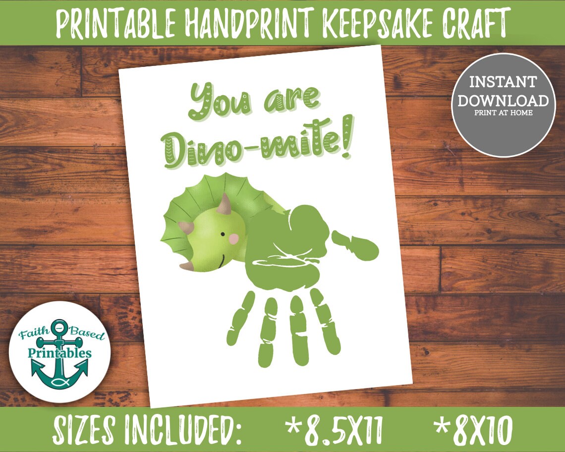 Printable Handprint Craft You Are Dino-mite Birthday Card - Etsy