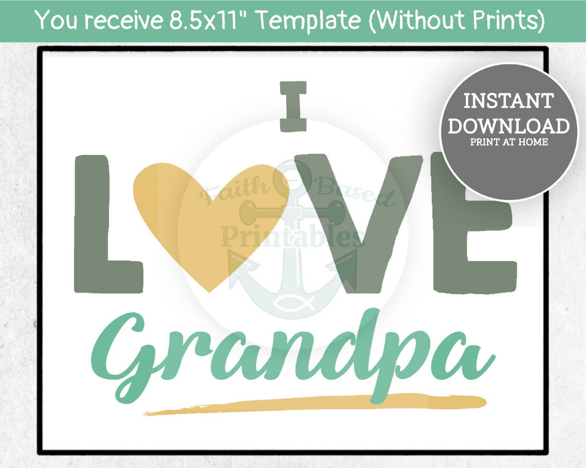 I LOVE Grandpa Handprint Craft Template Gift for Grandpa - Etsy