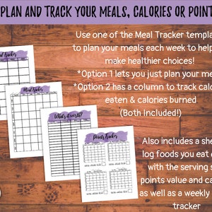 Purple Weight Loss Journal Printable Meal Planner Template PDF Weight ...
