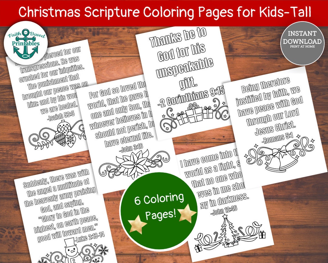 Christmas Scripture Coloring Pages for Kids Printable Bible Verse ...