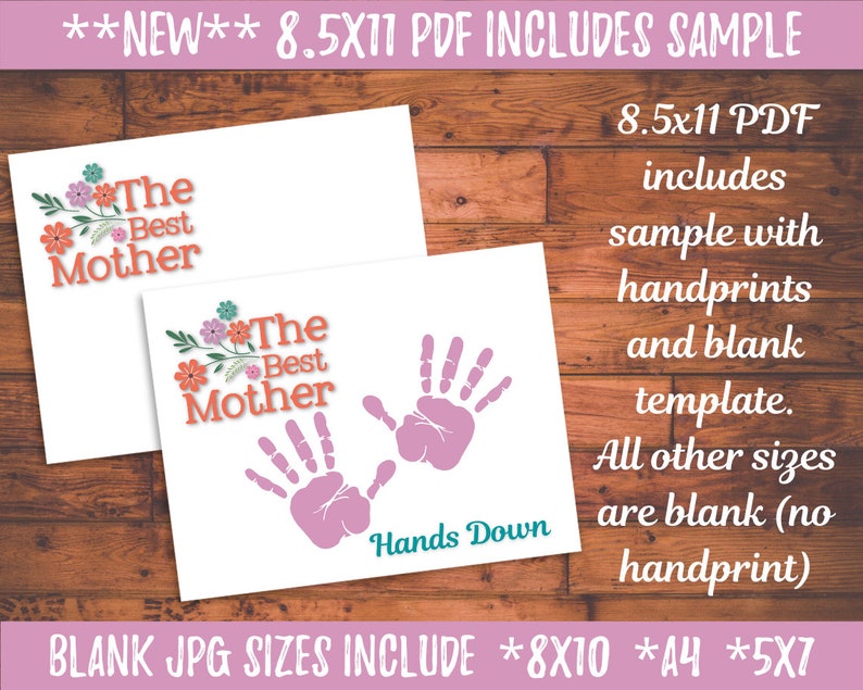 Mothers Day Handprint Art the Best Mother Hands Down Printable - Etsy