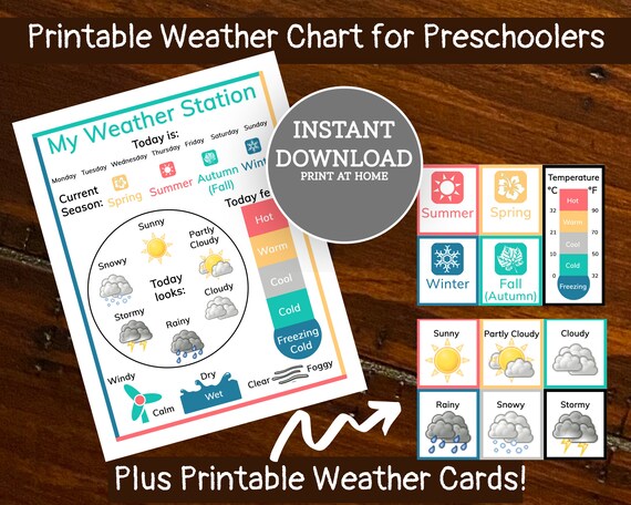Weather Station Printable for Kids With Weather Cards Kids - Etsy