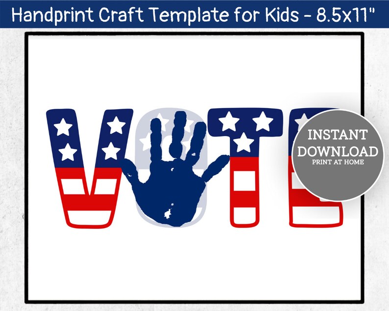 VOTE Handprint Craft Printable Vote Postcards VOTE Handprint | Etsy