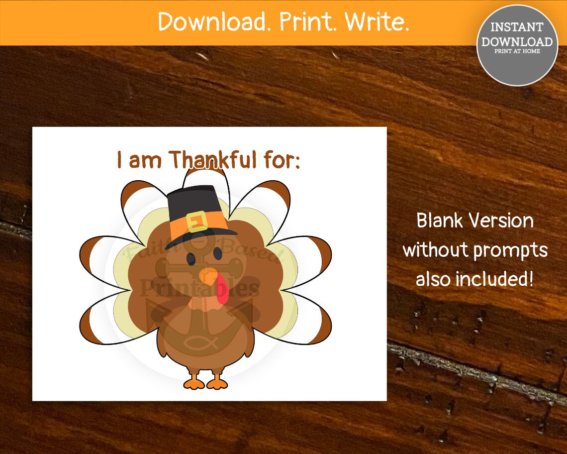 DIY Thankful Turkey for Kids Printable Thankful Turkey Craft - Etsy