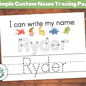 Custom Name Tracing Sheet Handwriting Practice Personalized Dinosaurs ...
