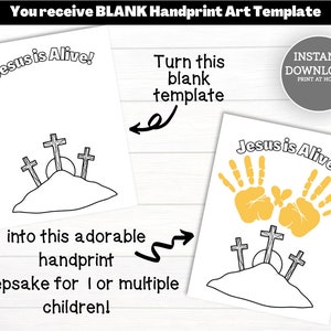 Jesus is Alive Easter Handprint Art Cross Christian Homeschool ...