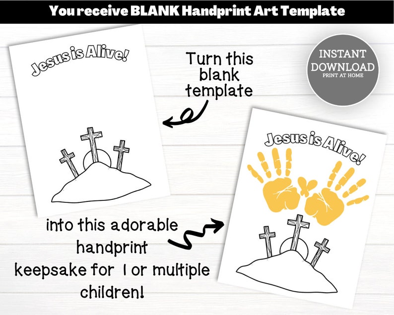 Jesus is Alive Easter Handprint Art Cross Christian Homeschool - Etsy