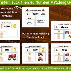 Preschool Worksheets Prek Counting Practice Monster Trucks Toddler ...