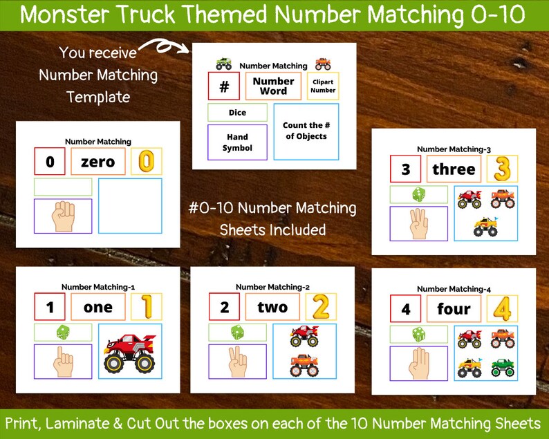 Preschool Worksheets Prek Counting Practice Monster Trucks - Etsy