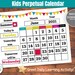 Perpetual Calendar Homeschool Printable 2021 Calendar for Kids ...