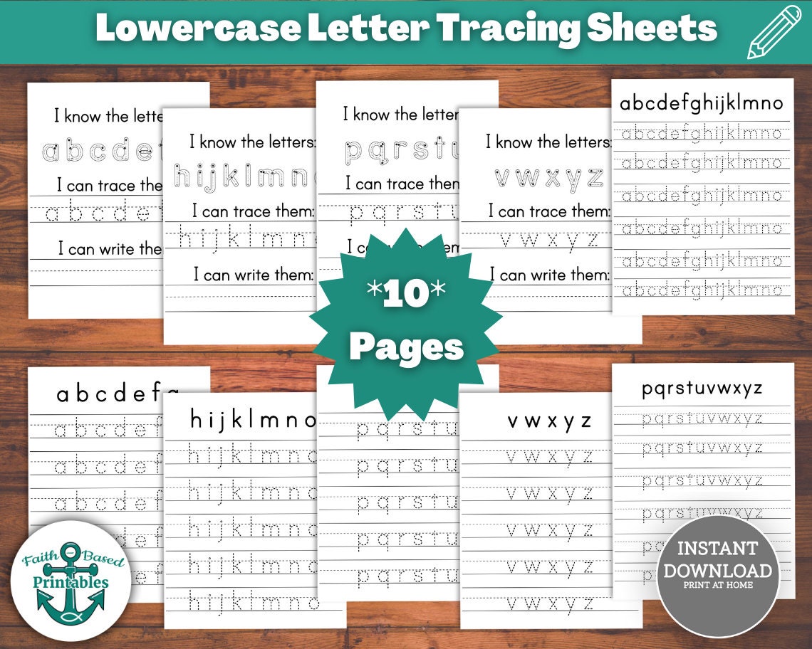 Lowercase Letter Alphabet Tracing Sheet Bundle Lower Case Letters ...