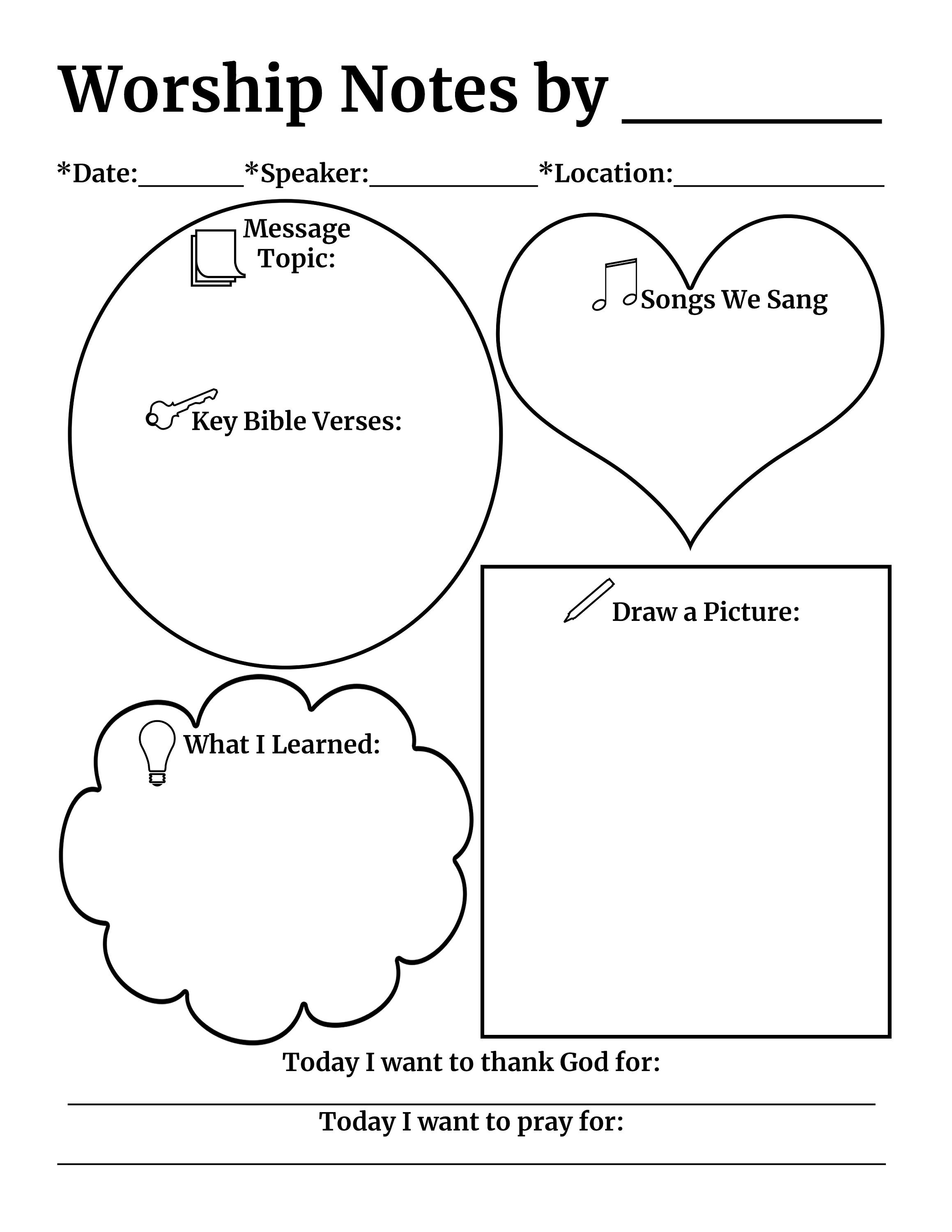 Worship Notes for Kids Printable Sermon Notes for Kids - Etsy