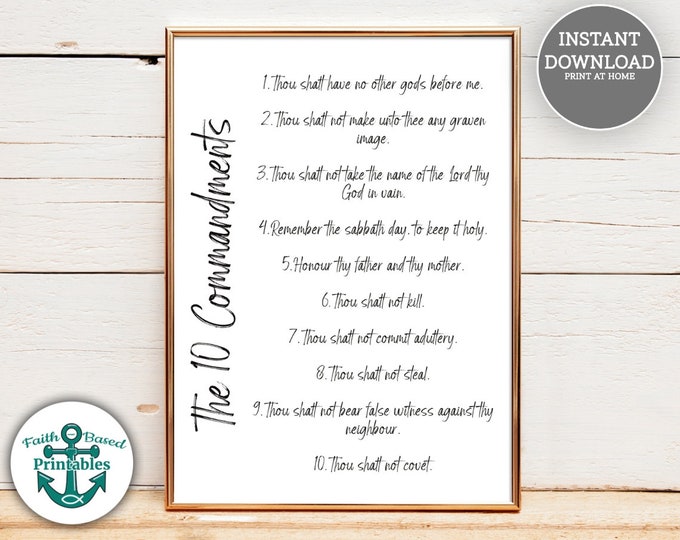 KJV Ten Commandments Printable 10 Commandments Sign Ten Commandments ...
