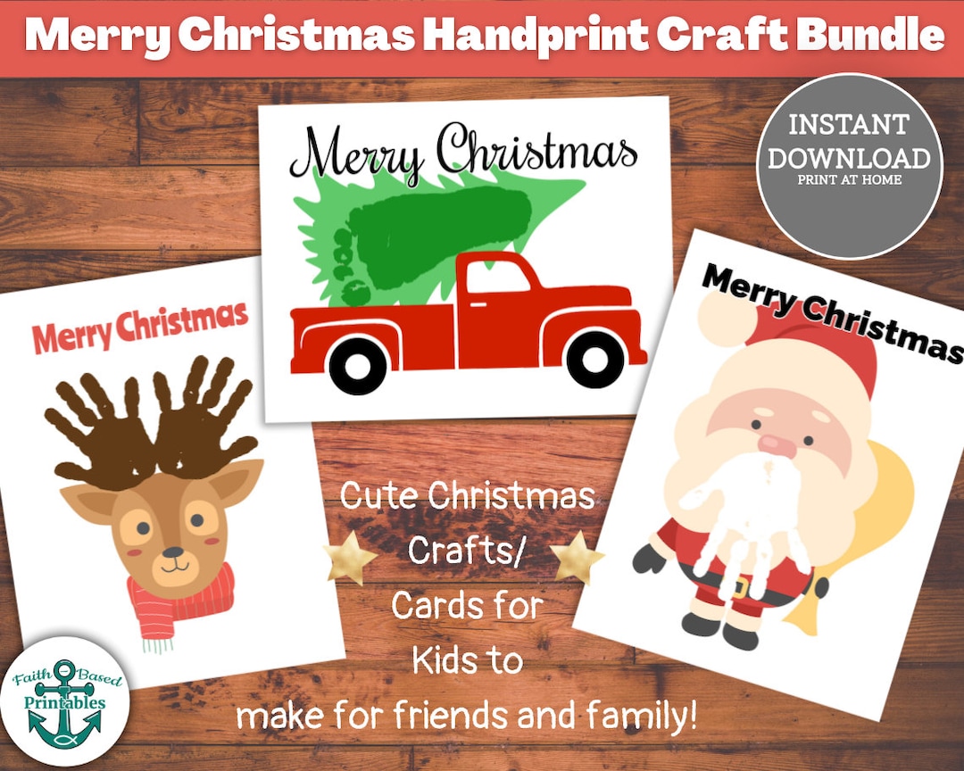 Merry Christmas Handprint Art Bundle Hand Print Craft Red Truck ...