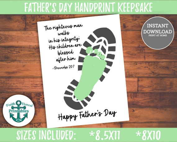 Proverbs 20:7 Printable Fathers Day Footprint Art Righteous | Etsy