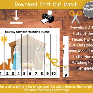 Christmas Nativity Activity Printable, Nativity Number Matching Puzzle ...