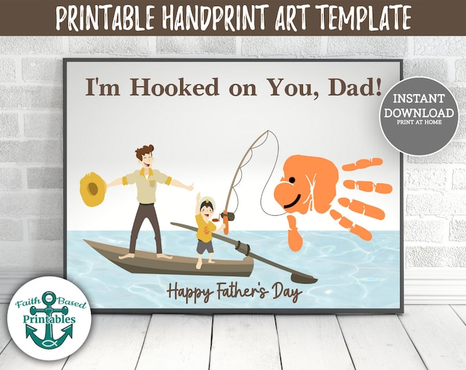 Happy Father's Day Handprint Printable Art for Dad I'm - Etsy