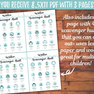 Winter Scavenger Hunt Snow Day Printable for Kids Winter Games Treasure ...