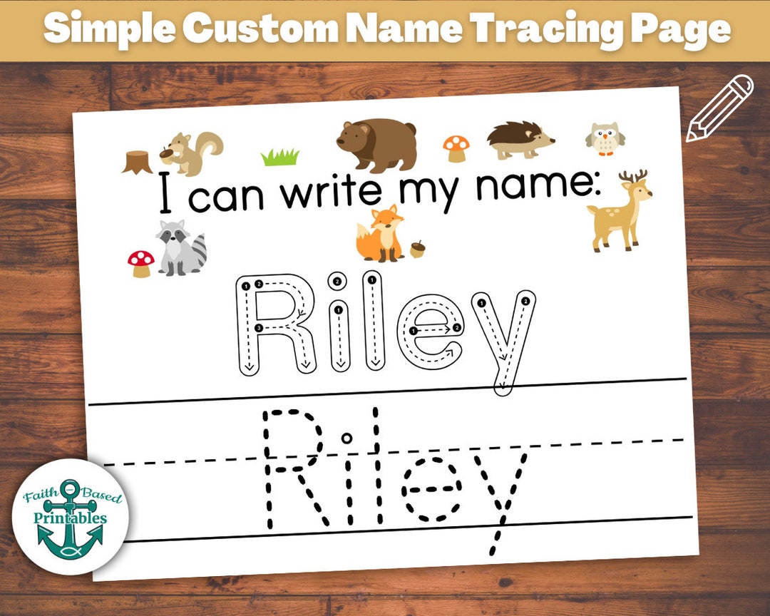 Custom Name Tracing Sheet Woodland Theme Handwriting Practice ...