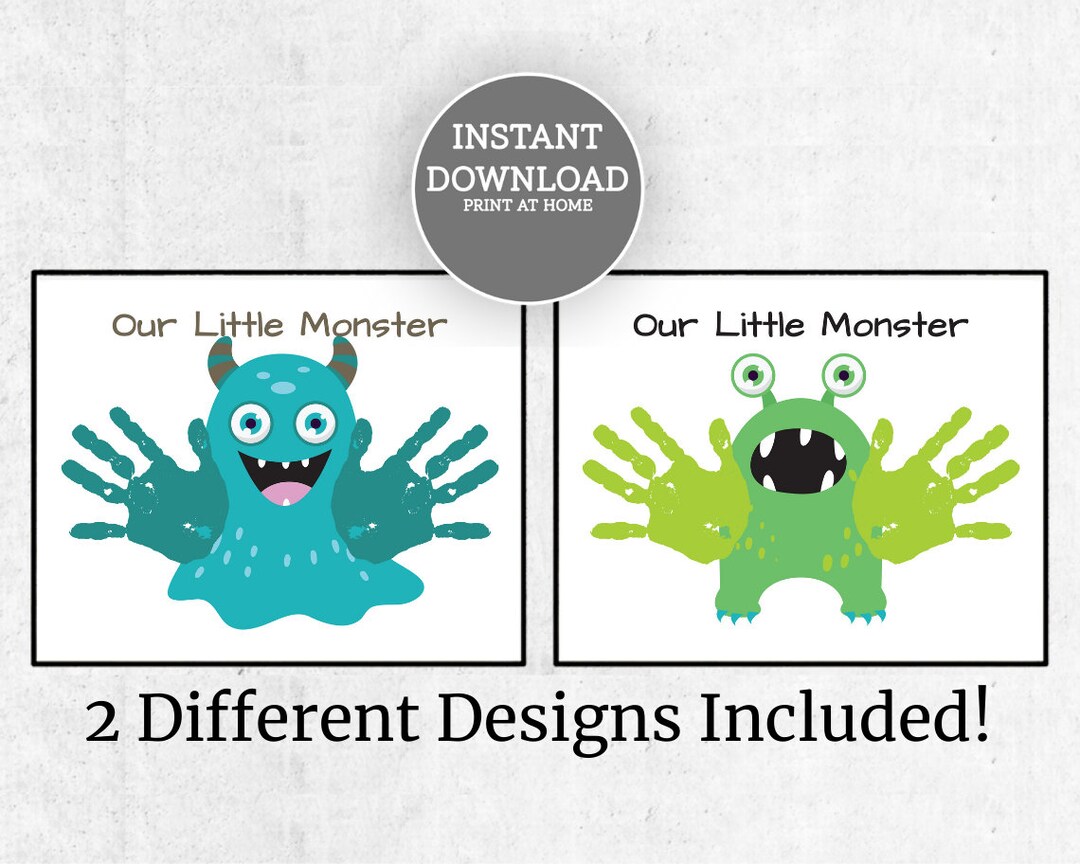 Our Little Monster Printable Halloween Handprint Card Bundle, Little ...