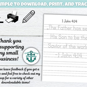 1 John 4:14 Scripture Tracing Sheet Bible Memory Verse Memorization ...