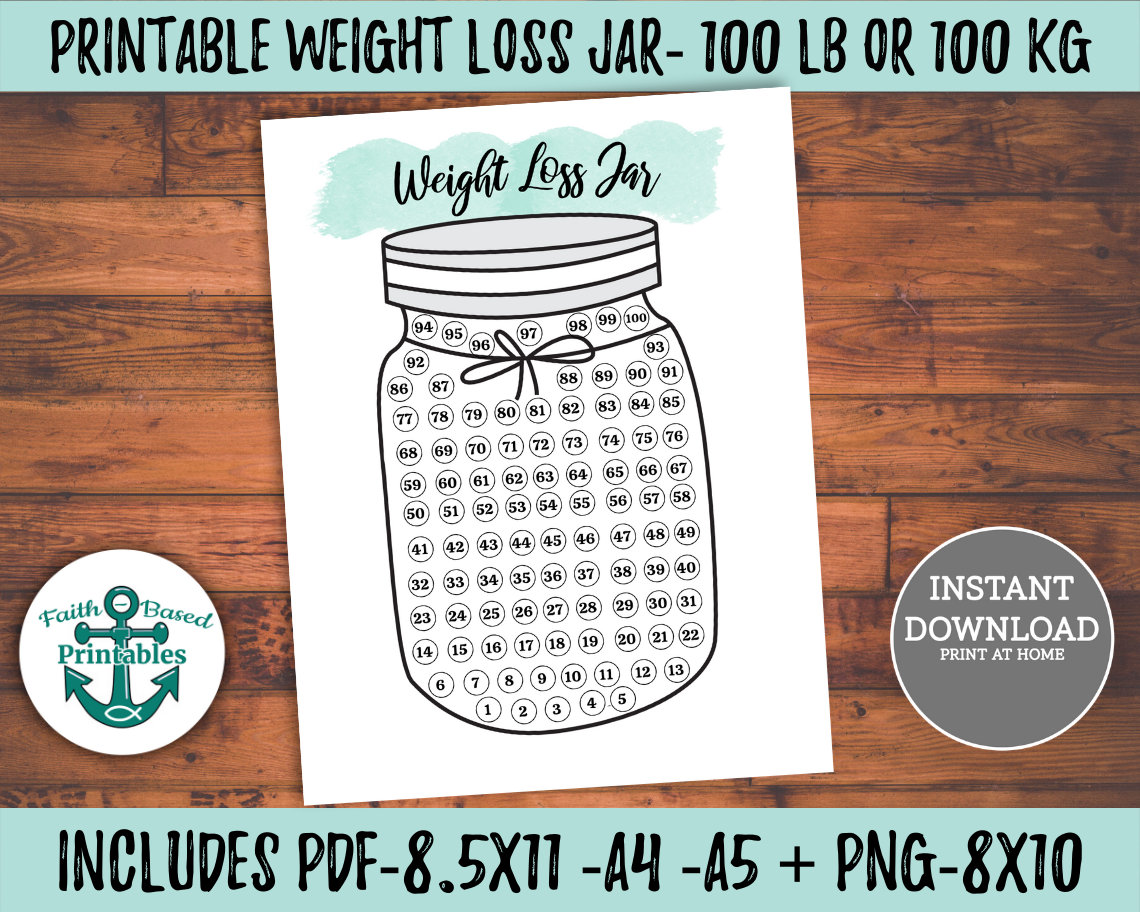 100 Lb Weight Loss Jar Tracker Teal 100 Kg Weight Loss Jar - Etsy