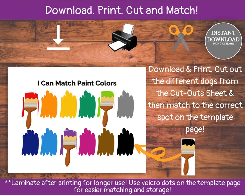 Printable Toddler Activities Paint Color Matching Activity | Etsy