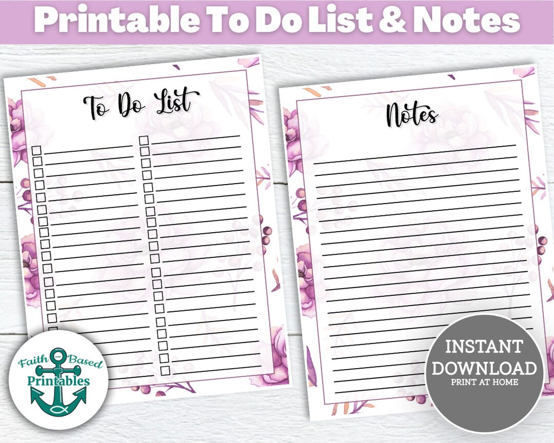 Printable to Do List and Notes Template Shopping Notes Simple ...