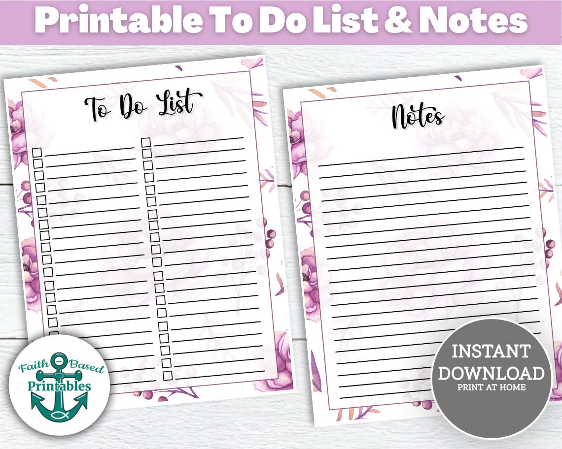 Printable to Do List and Notes Template Shopping Notes Simple - Etsy