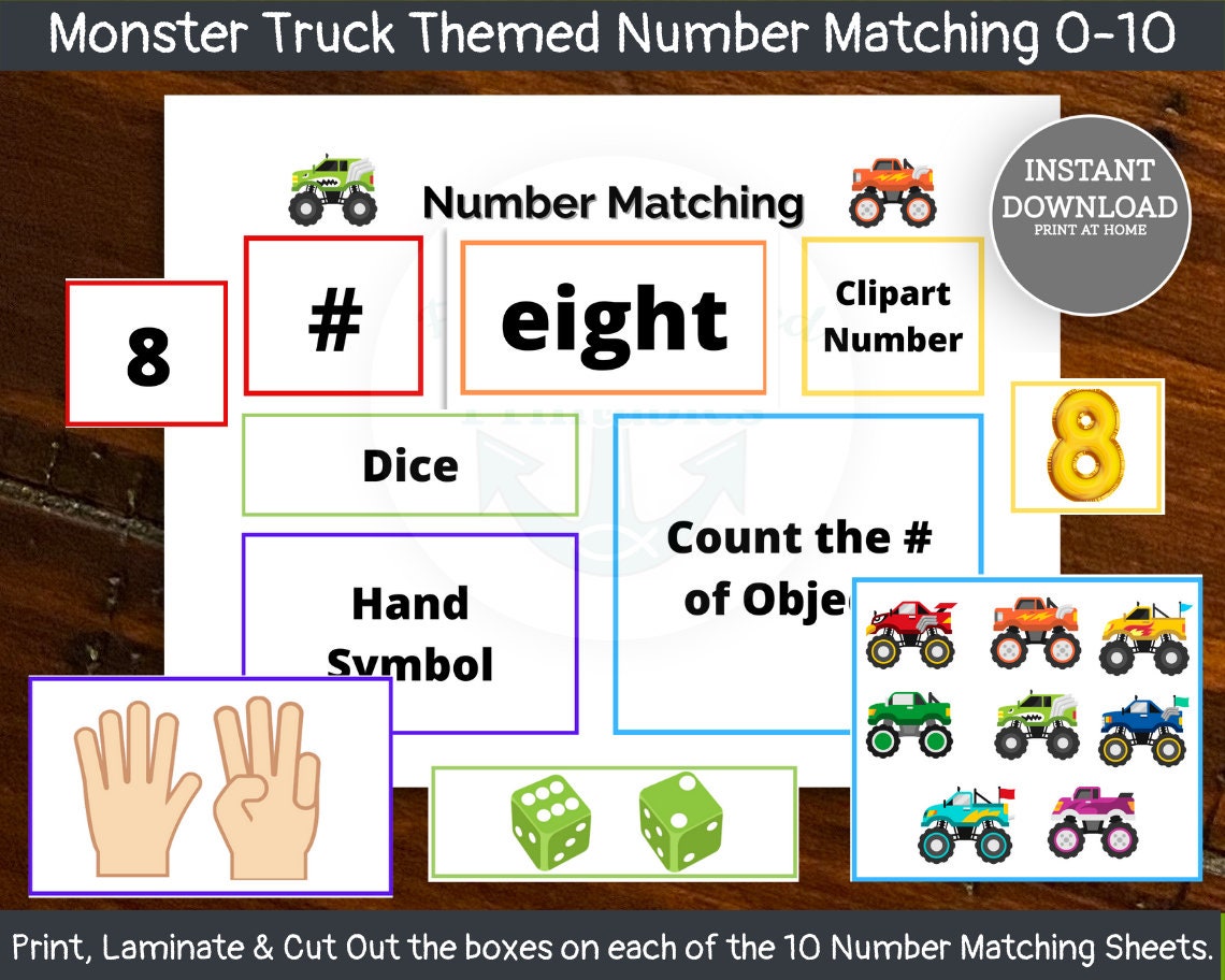 Monster Truck Activity Book: Preschool Learning Games (digital Download ...