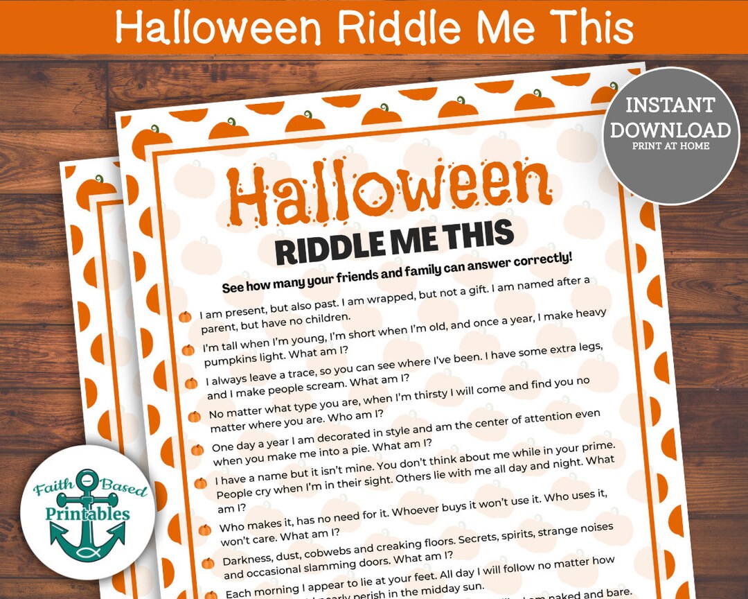 Halloween Riddle Me This Game Night Fall Activities for Adults Kids Fun ...