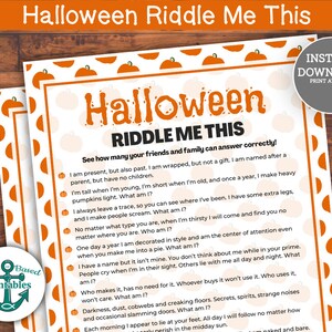 Halloween Riddle Me This Game Night Fall Activities for Adults Kids Fun ...