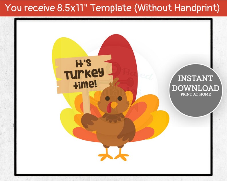 Its Turkey Time Turkey Footprint Craft Printable Thanksgiving - Etsy