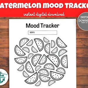 Watermelon Mood Tracker Printable May June July Summer Mood Tracker ...