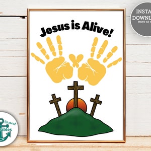 Jesus is Alive Easter Handprint Art Cross Christian Homeschool ...