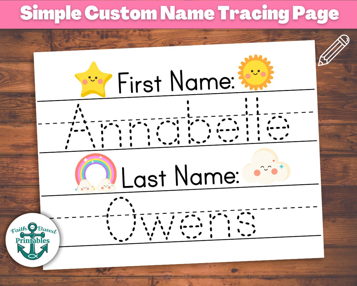 Custom Name Tracing Sheet for Girls Handwriting Practice - Etsy