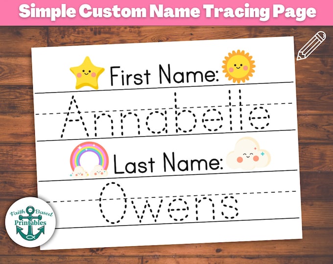 Custom Name Tracing Packet, Handwriting Practice, Name Writing, Name ...