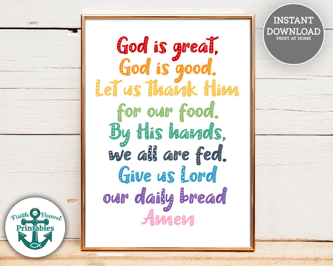 God is Great God is Good Let Us Thank Him for Our Food Printable Prayer Preschool Christian ...