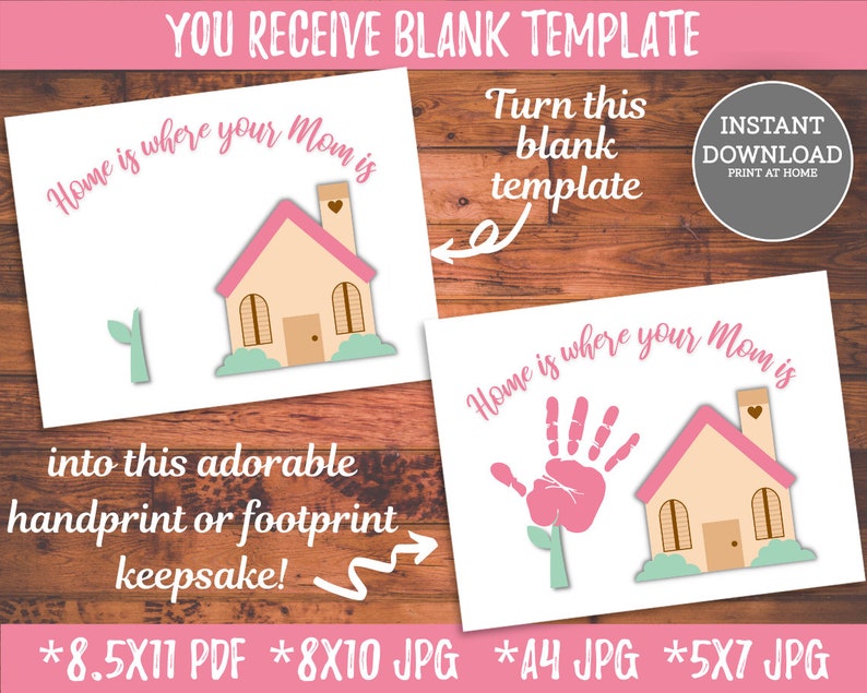 Home is Where Your Mom is Mothers Day Handprint Art | Etsy