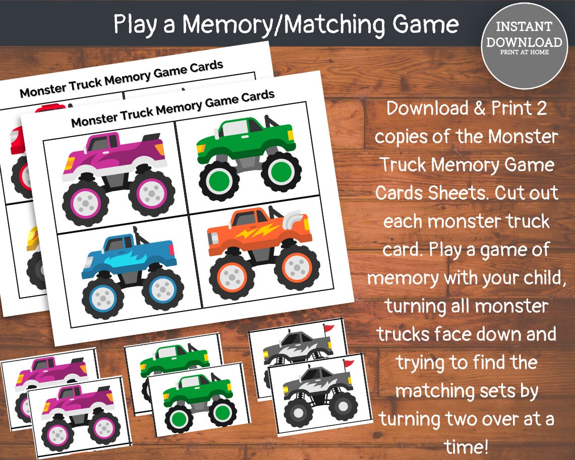 Monster Truck Activity Book Monster Truck Games Preschool Busy | Etsy