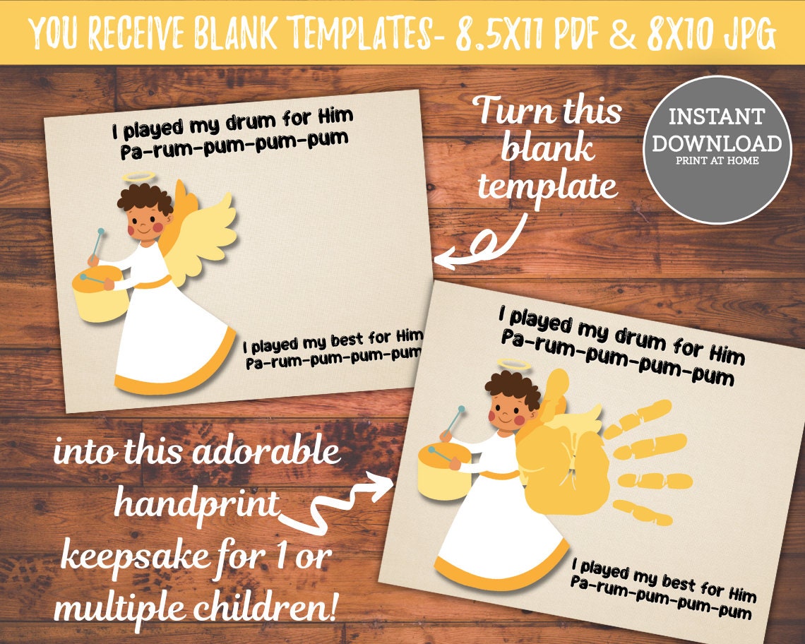 Angel Handprint Craft Printable Christmas Drummer Drum Hand - Etsy