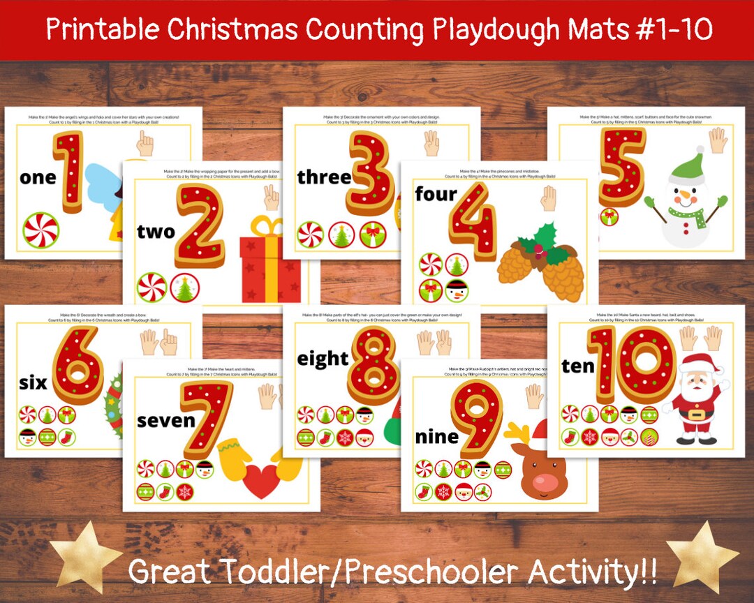 Printable Christmas Play Dough Mats DIY Christmas Activities for Kids ...