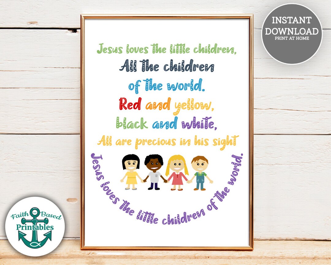 Jesus Loves the Little Children Printable Christian Kids Sign Preschool ...