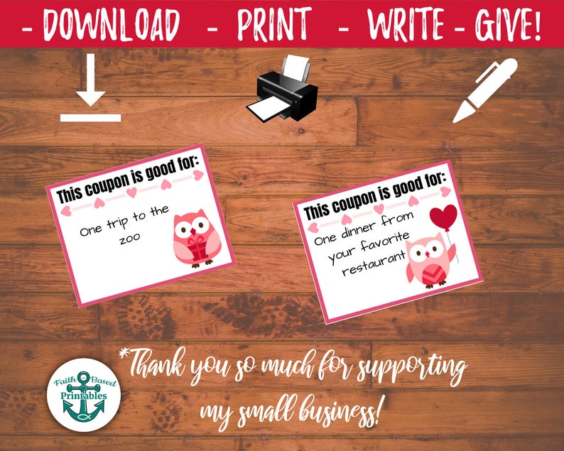 Cute Printable Valentines Coupons for Kids Reward Coupons for - Etsy
